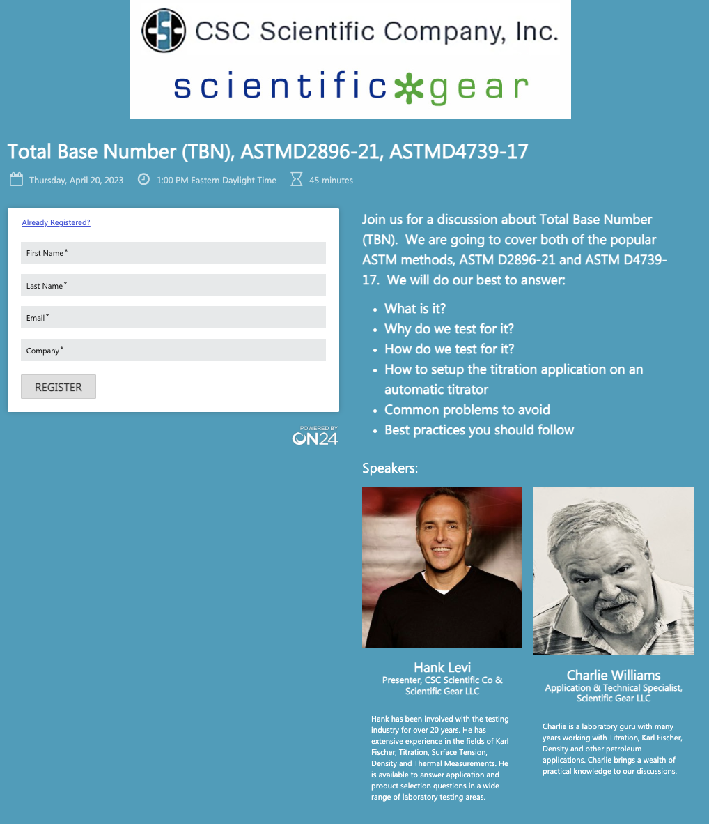 Total Base Number (TBN), ASTMD2896-21, ASTMD4739-17 - WEBINAR SERIES